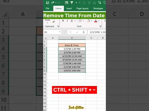 Remove Time From Date and Time in Excel