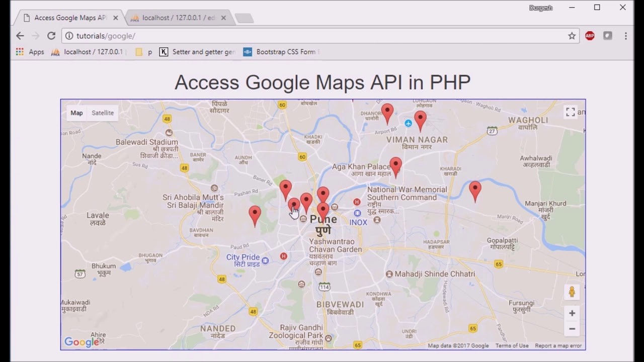 Google map api in php/mysql part 5: show marker on google map from database using json