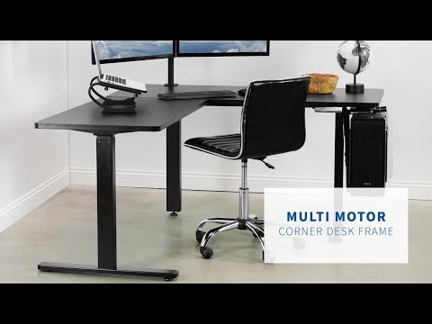 DESK-V123EB Black Electric Multi Motor Corner Desk Frame by VIVO