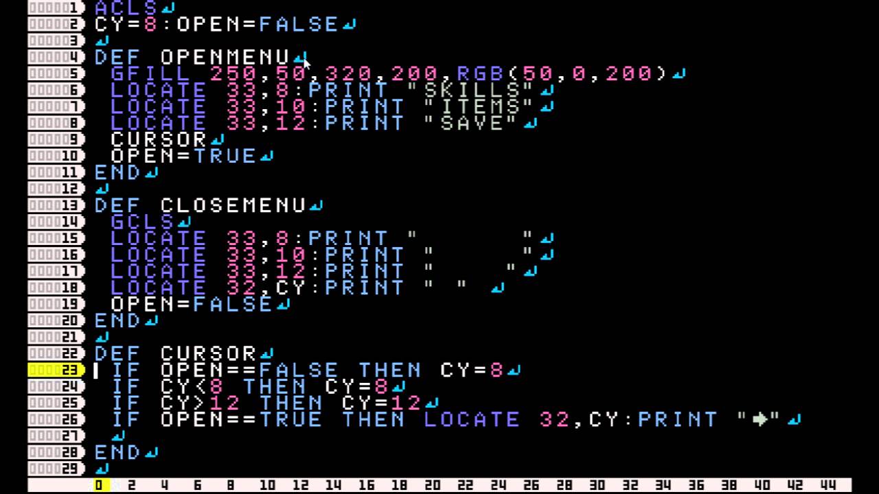 SmileBASIC Tutorials - Making Menus