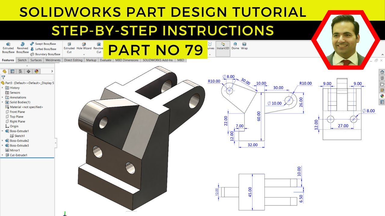 SolidWorks Tutorial | Part Design: Exercise 79 - Step-by-Step Instructions!