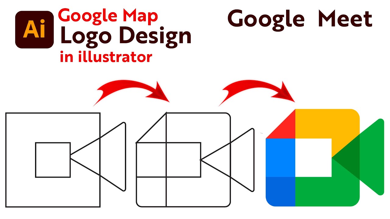 How to Create Google Meet Logo in Adobe Illustrator | Google Meet Logo Design | Adobe Illustrator