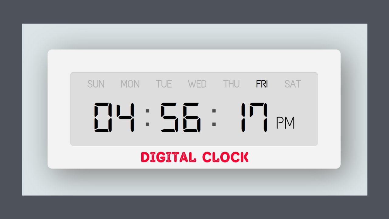 Digital clock using HTML CSS and JavaScript with free source code | Simple JavaScript project