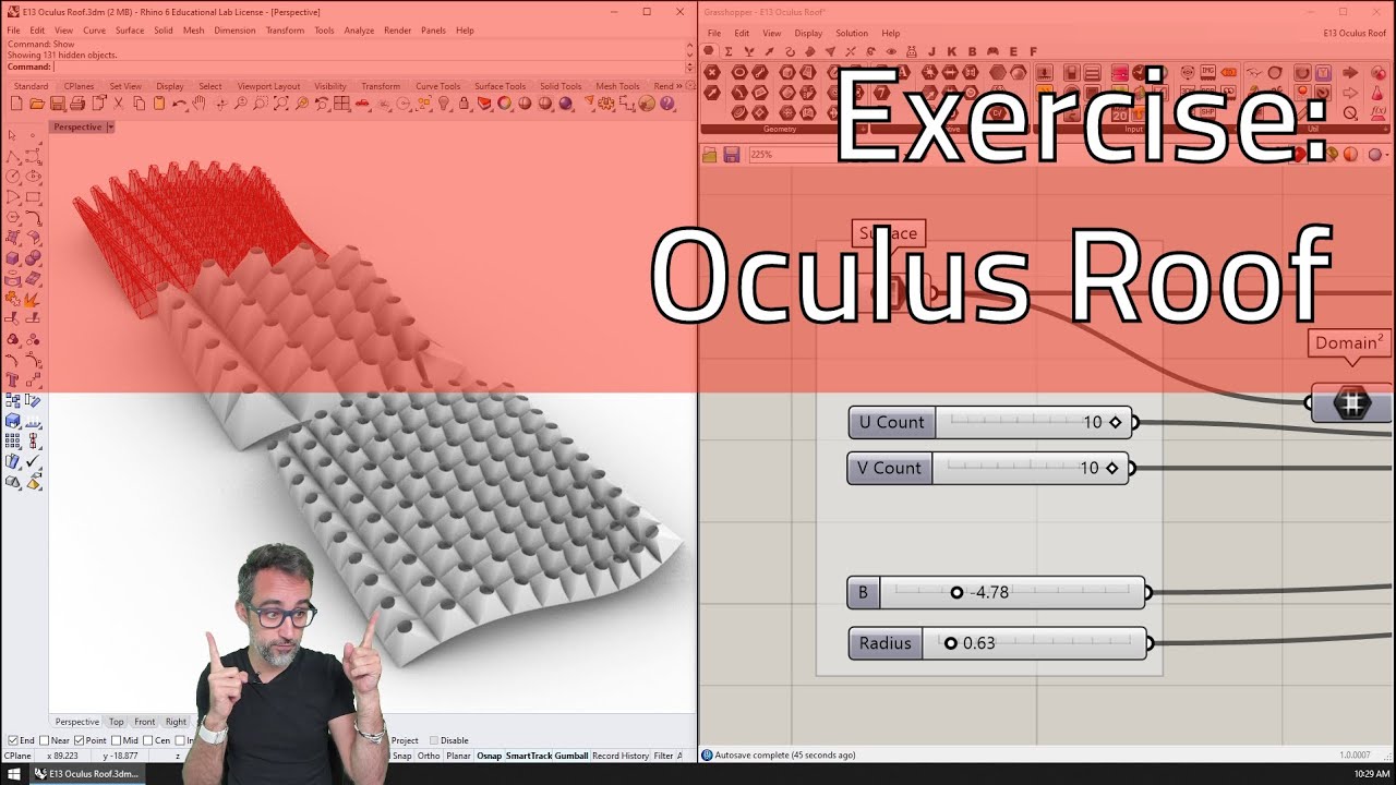 E.13 Free Form Roof with Circular Lanterns - Intro to Parametric Modeling
