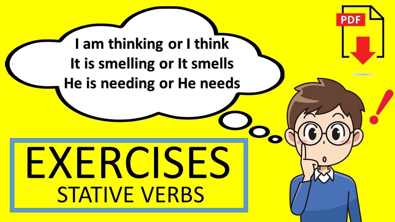 Stative Verbs  (Think or Thinking /See or Seeing ) +PDF- Exercises with answers- Easy English Lesson