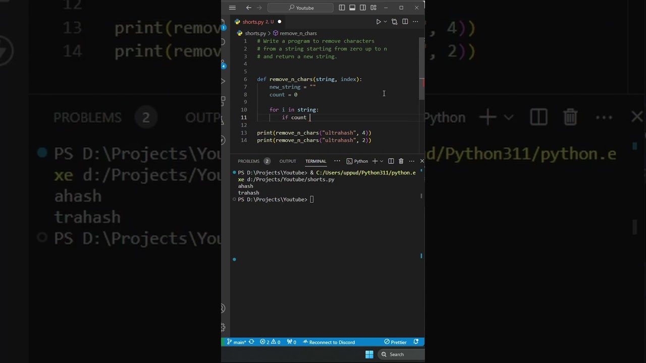 Remove first n characters from string #python #interview  #coding #practice