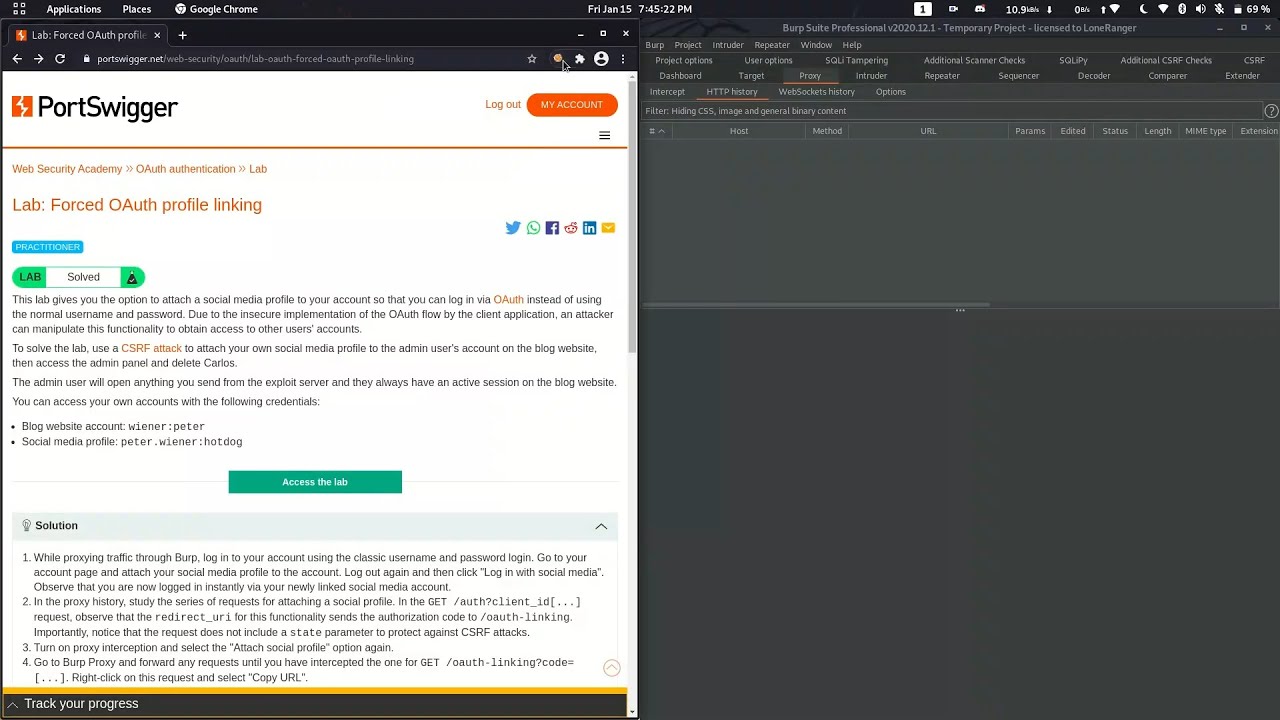 Forced OAuth profile linking-Web Security Academy