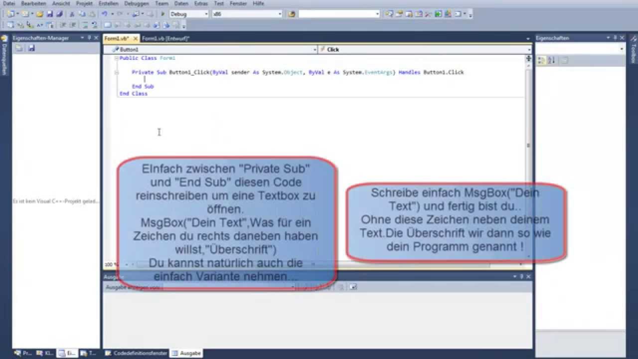 Visual Basic Programm erstellen Part #001 - Programm mit Buttons [HD]
