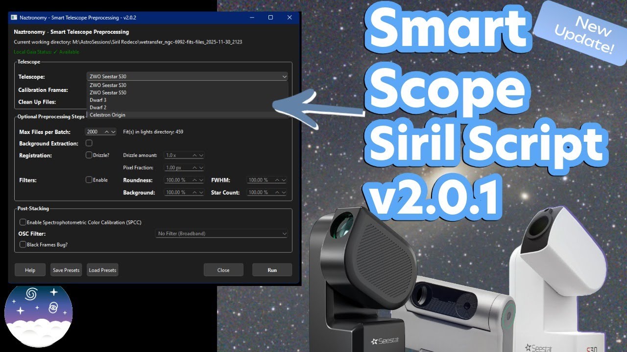 Siril Smart Scope Stacking Script v2.0.1 is here - What You Need to Know