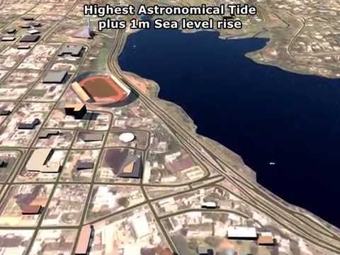 3D flythrough - High Astronomical Tide plus 1 metre sea level rise