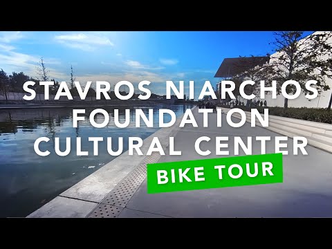 Stavros Niarchos Foundation Cultural Center (SNFCC) tour with bike