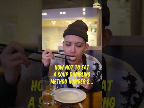 How to Eat Soup Dumplings The RIGHT WAY with Chinese Grandpa! (Xiao Long Bao) #Shorts