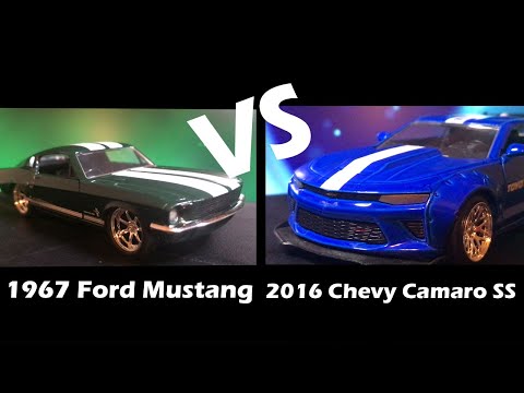 Diecast Drag Race | Mustang 1967 vs 2016 Camaro SS | Bigtime Muscle Jada Toy Cars