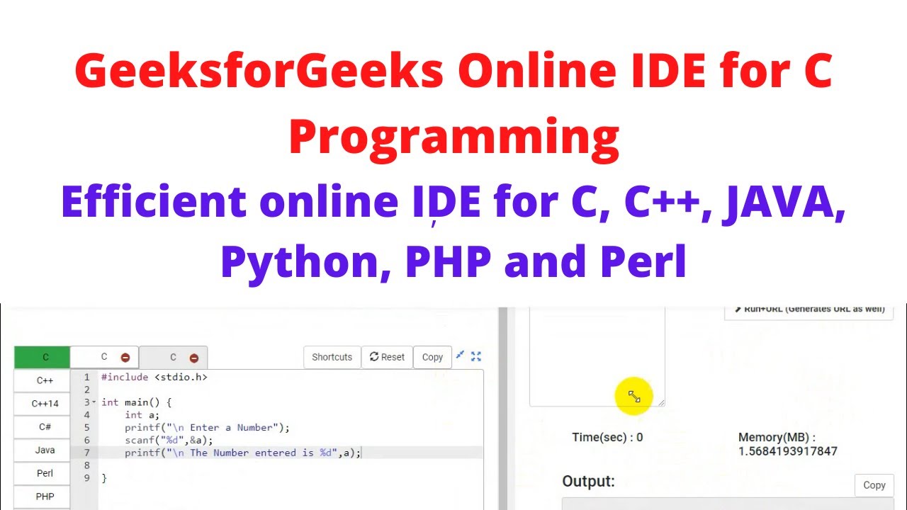 GeeksforGeeks  Simple and Efficient Online IDE for C
