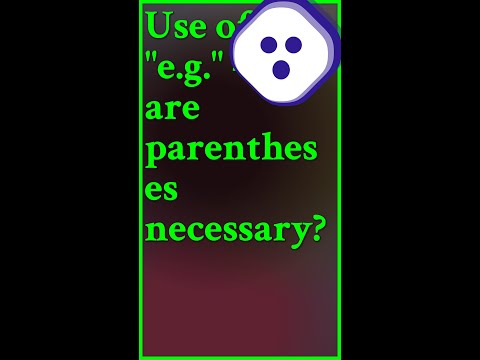 It is certainly appropriate to use "e.g." in a sentence without deploying parentheses. I... #shorts