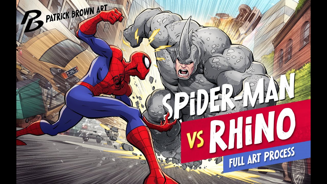 Spider-Man vs Rhino - Fan Art - Full Art Process