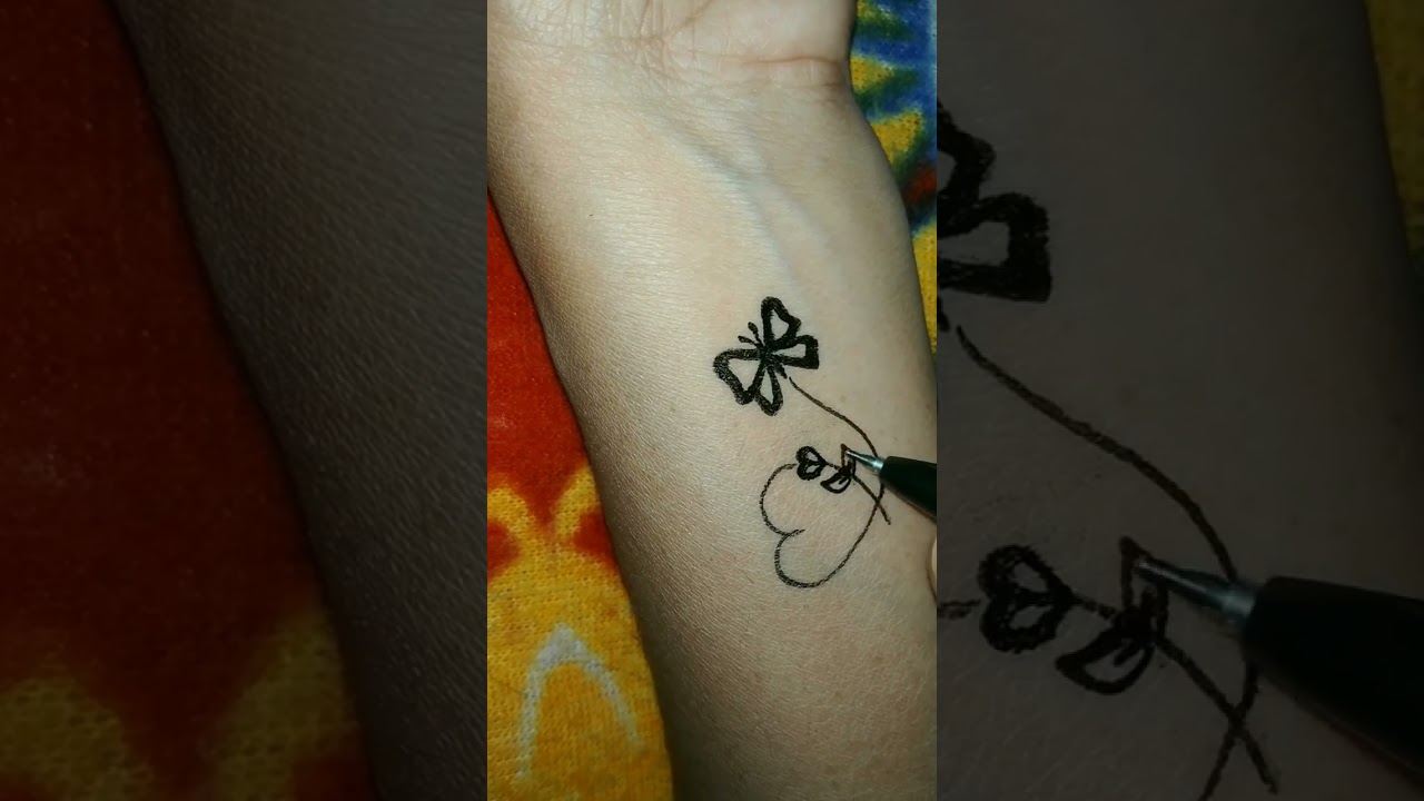 Cute heart butterfly tattoo for girls ❤ #shorts #youtubeshorts #ytshort tattoo with pen heart tattoo