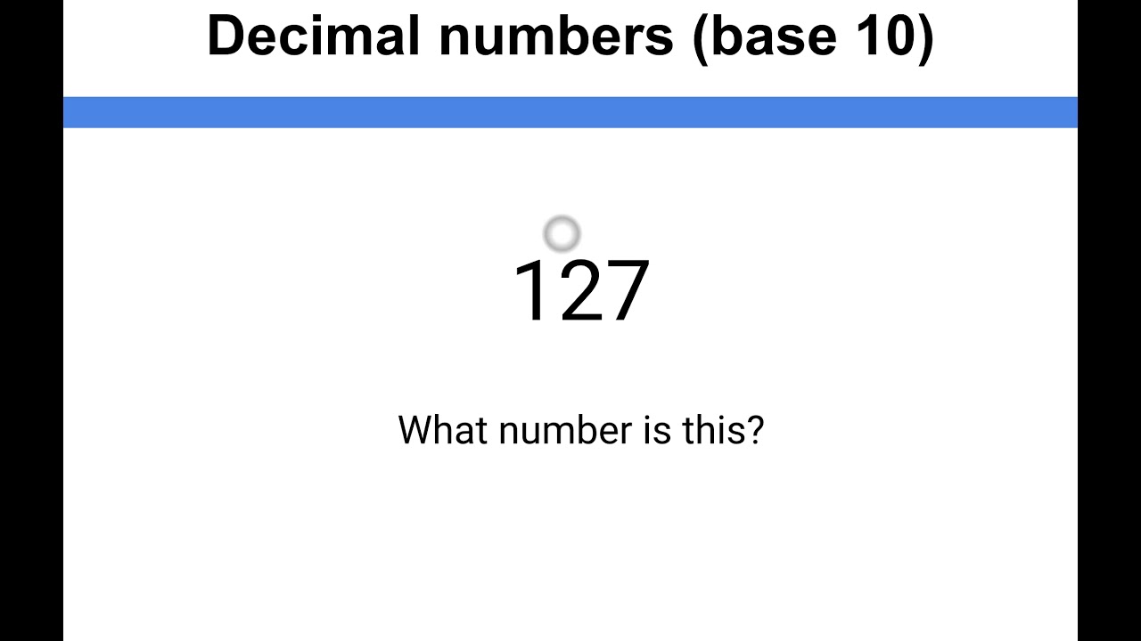 Data Representation - Decimal Numbers (base 10)