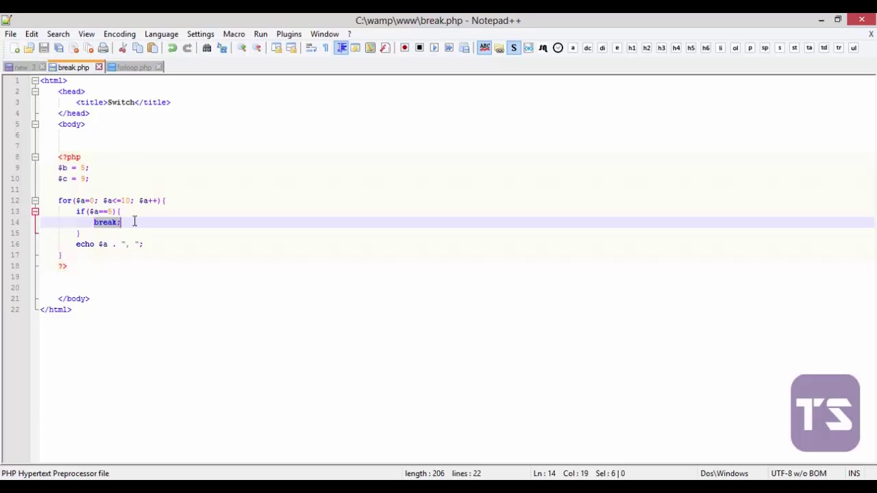 Break Statement  - Lecture 28 (PHP Tutorial)
