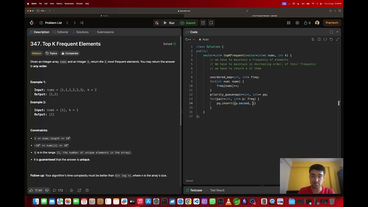LeetCode 347: Solving 'Top K Frequent Elements' Using Priority Queue #priorityqueue #algorithms