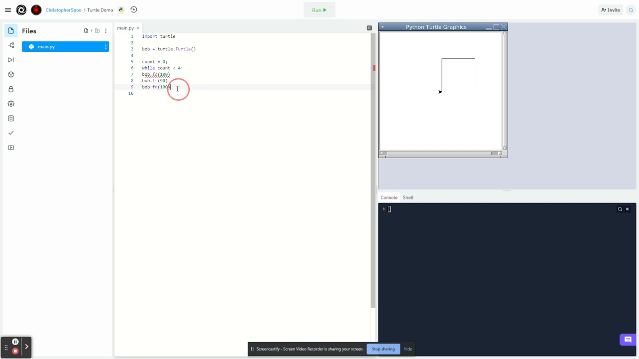 Python 3 - Turtle 2 - While Loops