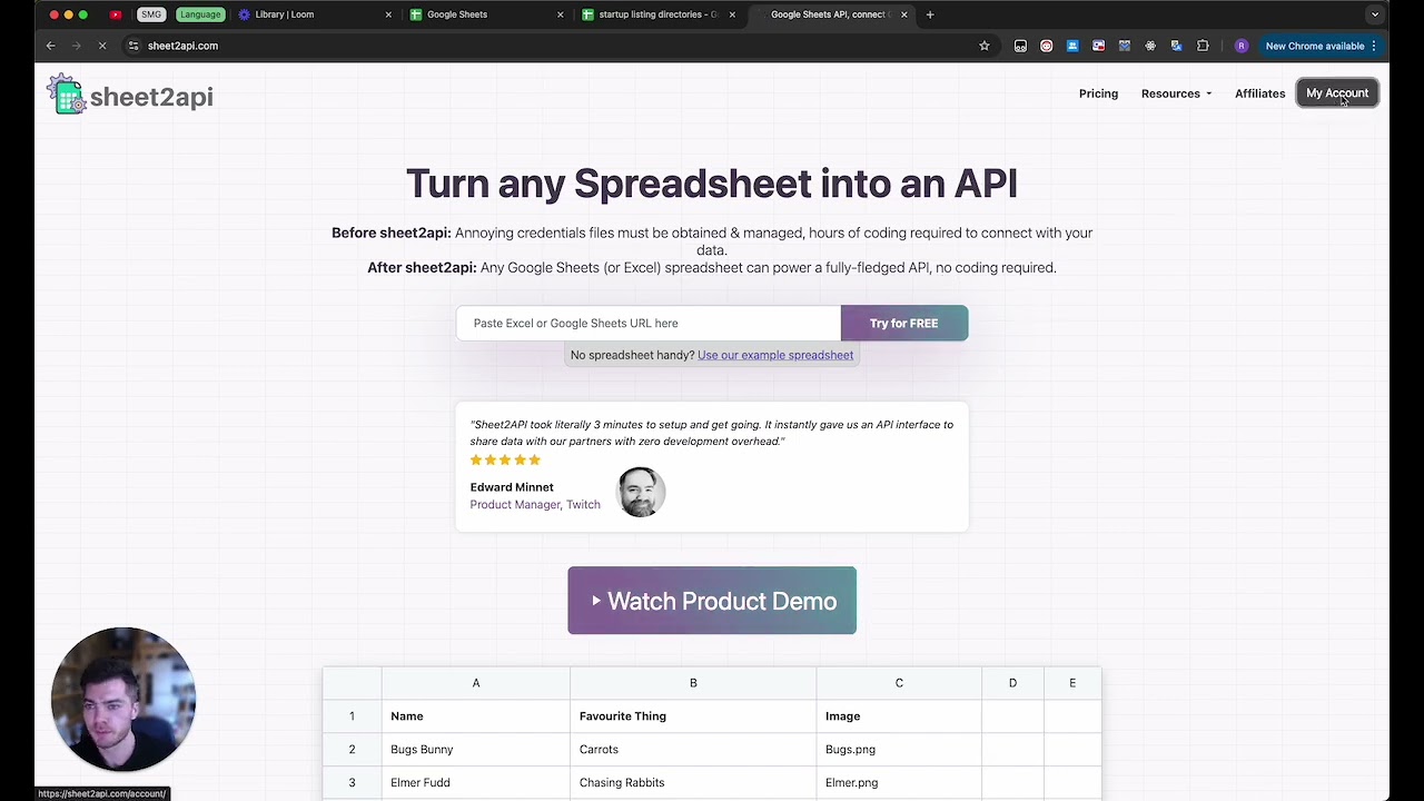 How to use the Google Sheets API, in 2 minutes, using Sheet2API