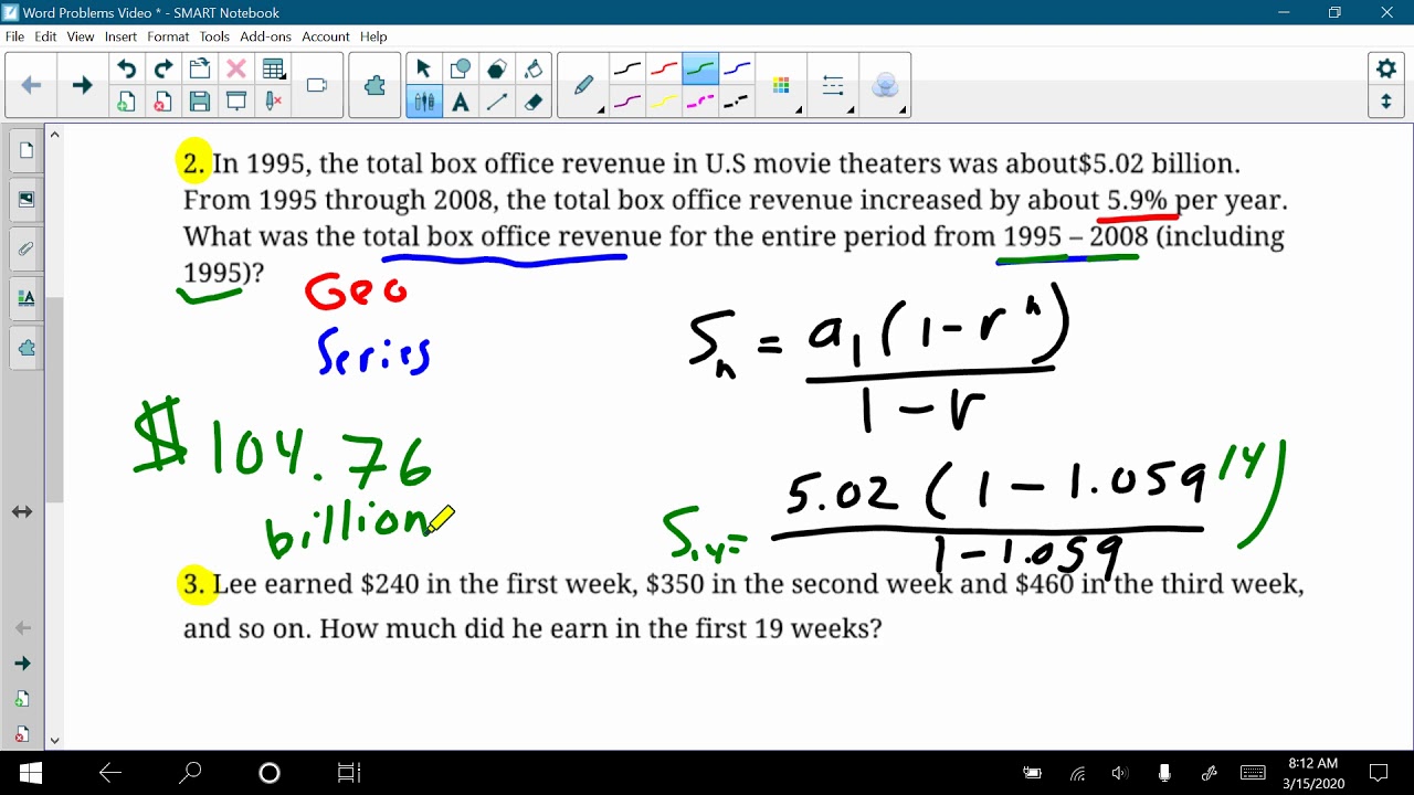 Sequences and Series Word Problems Practice Video