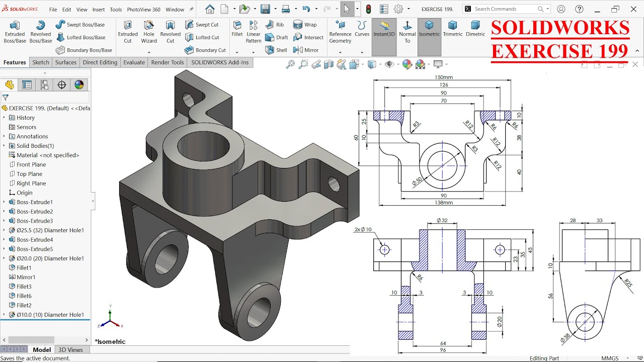 SolidWorks Tutorial for beginners Exercise 199