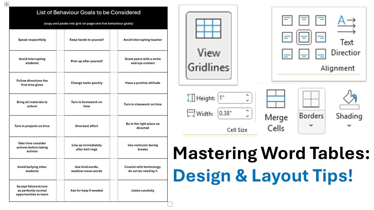 Understanding Table Design and Layout in Microsoft Word Tutorial - Lesson 21