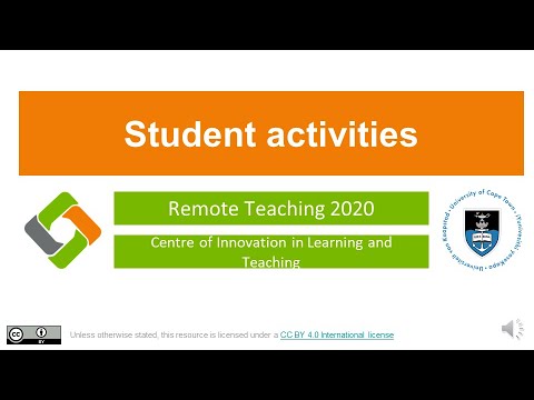 Level 1 Student activities during remote teaching Webinar 2