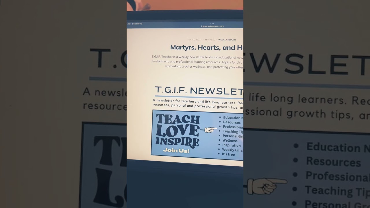 TGIF Teacher Newsletter - Martyrs, Hearts, and Hubs