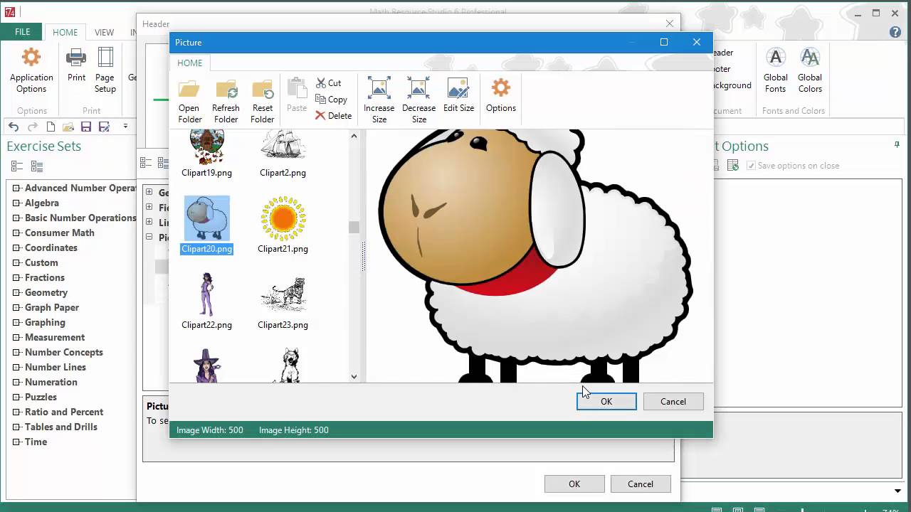 Math Resource Studio 6: Header and Footer
