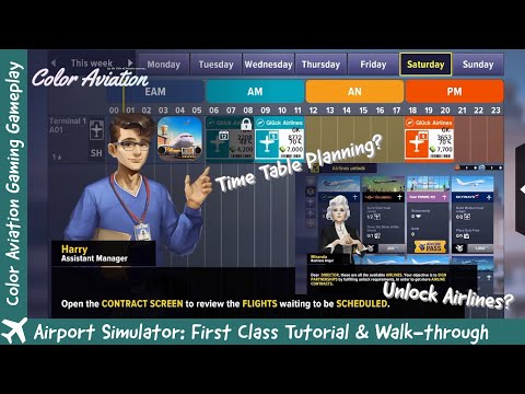 Airport Simulator First Class with iPad Mini 6 Tutorial for Time Table Planning? Airlines Contract?