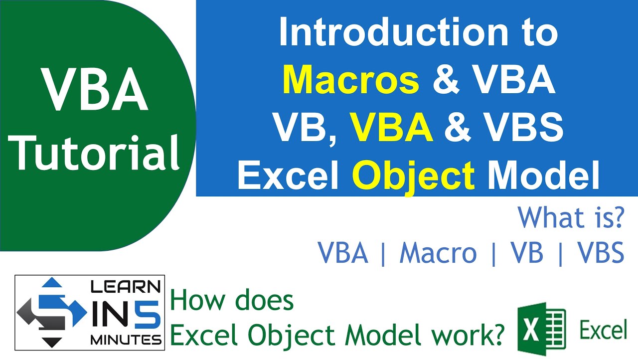Introduction to VBA | Difference between VBA Macro VB VBS | Excel Object Model | Learn in 5 Minutes