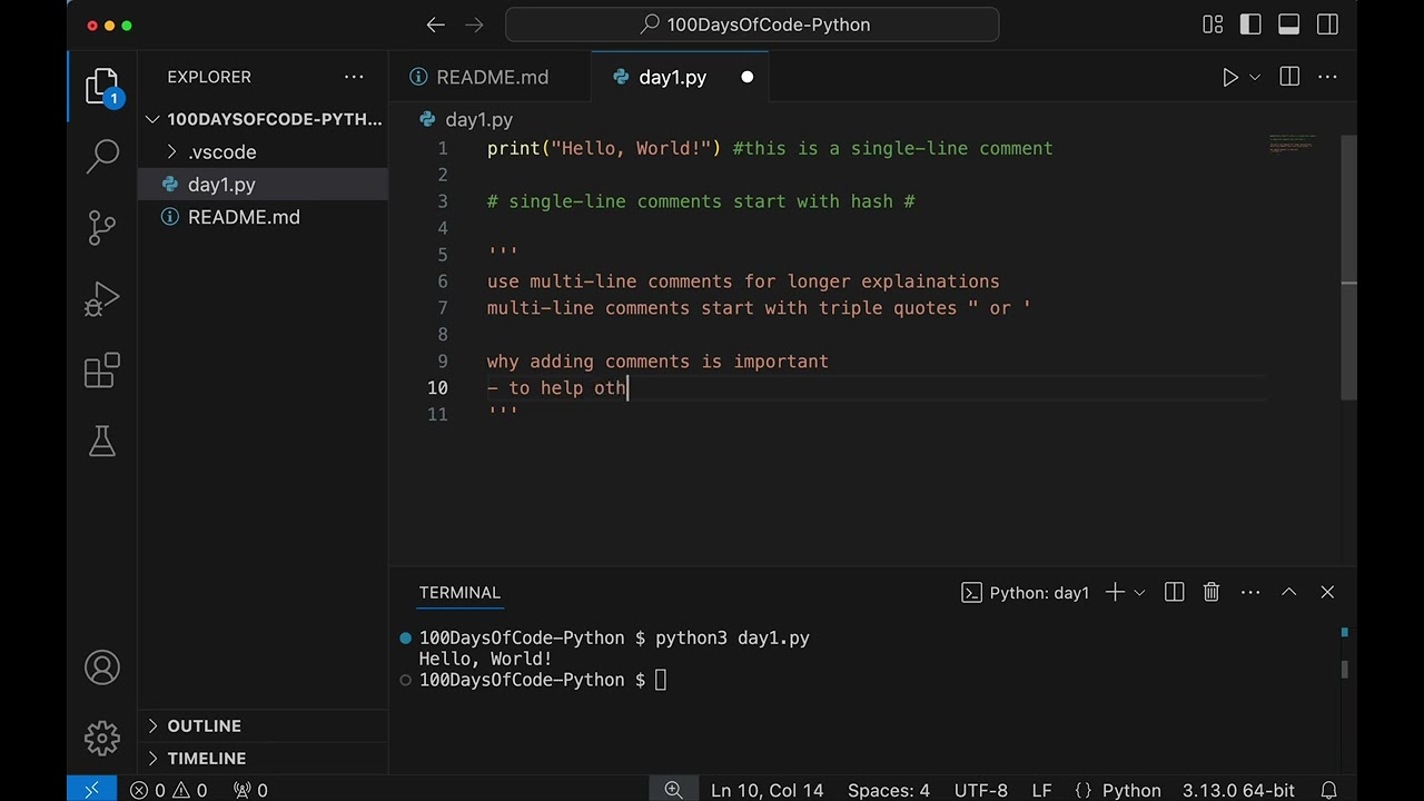 Python Day 1 - Hello, World!