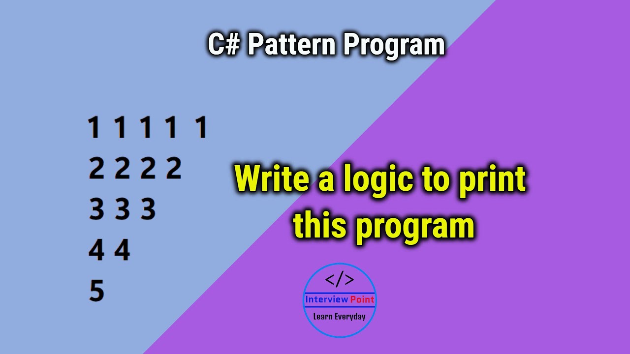 Number Pattern program in C#.Net | Interview Point