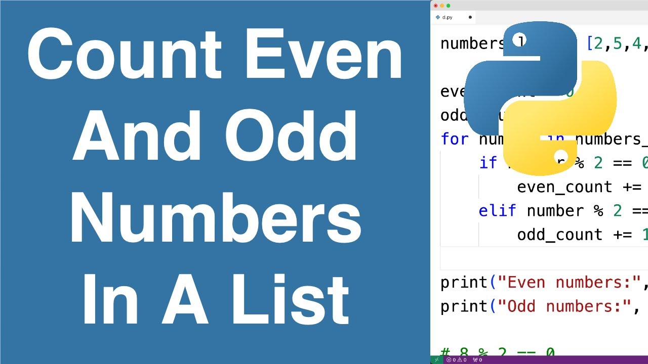 Count Even And Odd Numbers In A List | Python Example