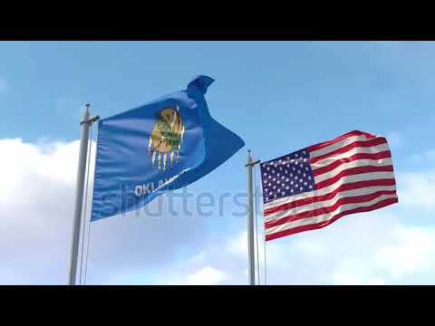 Oklahoma State and USA Flags