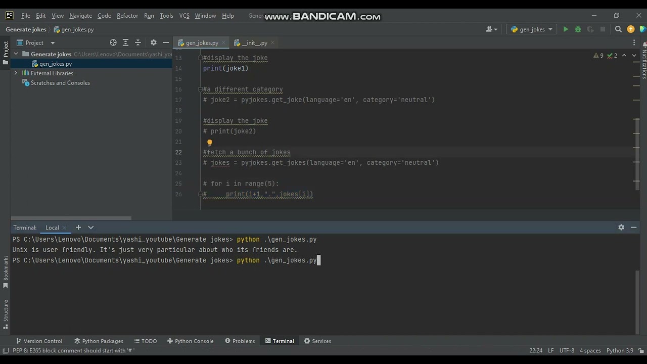 Generate Jokes with python | Pyjokes | Python project