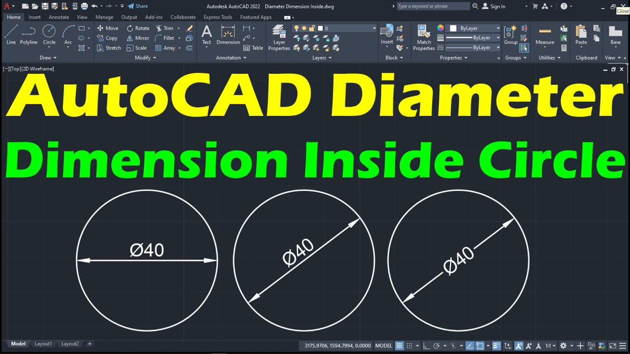 AutoCAD Diameter Dimension Inside Circle