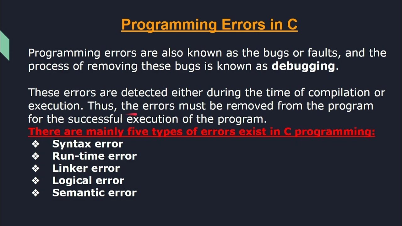 #C Programming Errors in C | C language tutorial for beginners | C programming language tutorial