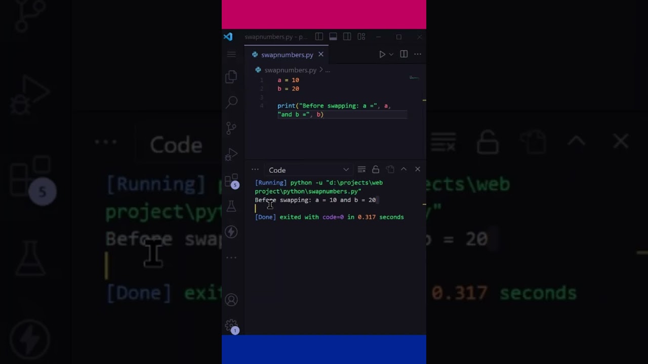 How to SWAP two numbers in Python?? #shorts #python #coding #programming
