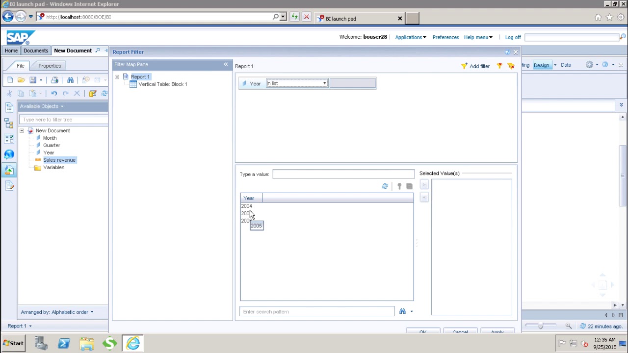 SAP Webi - Filtering Report Data