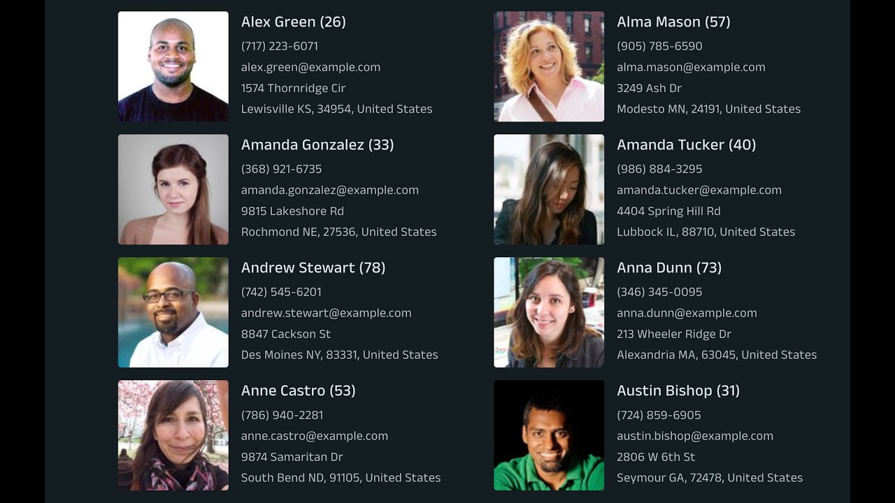 Random User API Fetch Tutorial - HTML, CSS, JavaScript