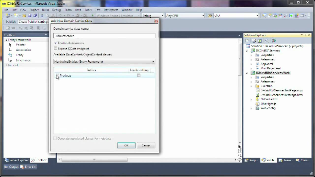 Silverlight Data Grid - Bind to Data using WCF RIA Services