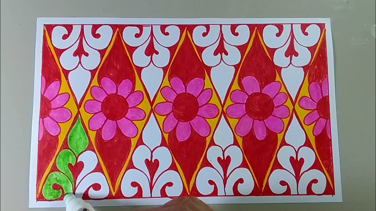 Cara menggambar batik betawi motif batik bunga. 