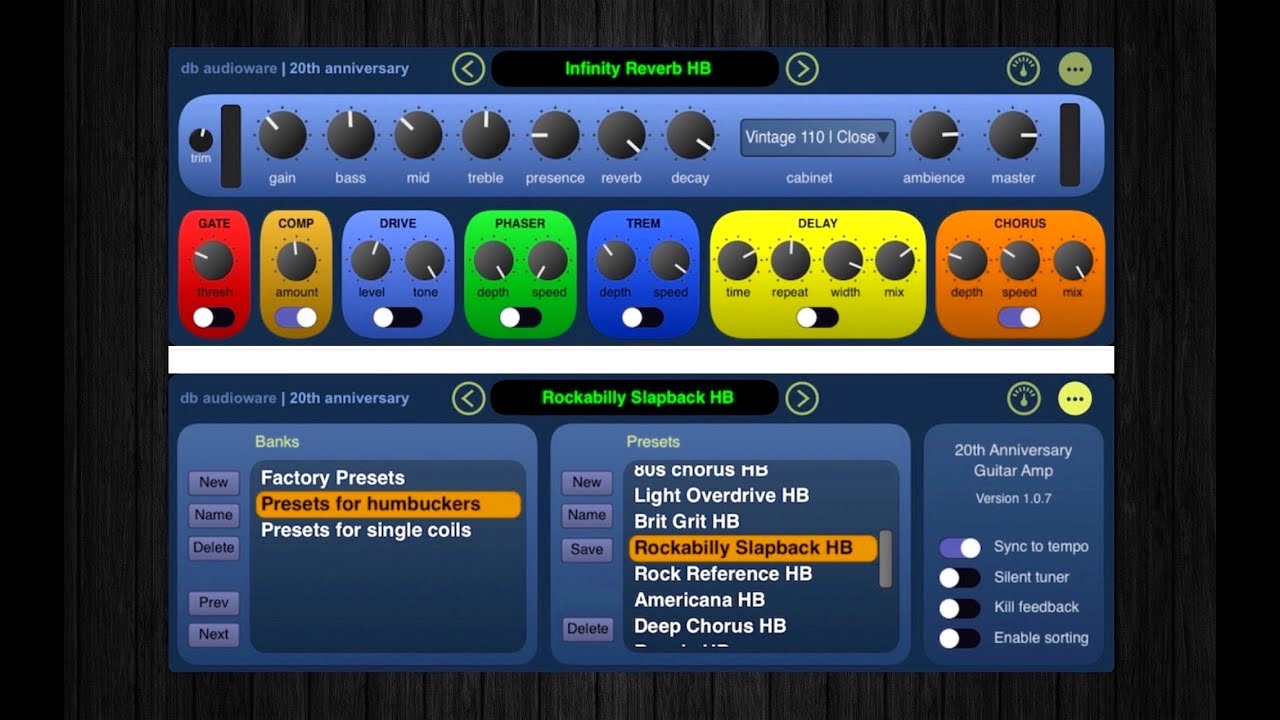 20th Anniversary Guitar Amp & Effects by db audioware - Live Demo for the iPad