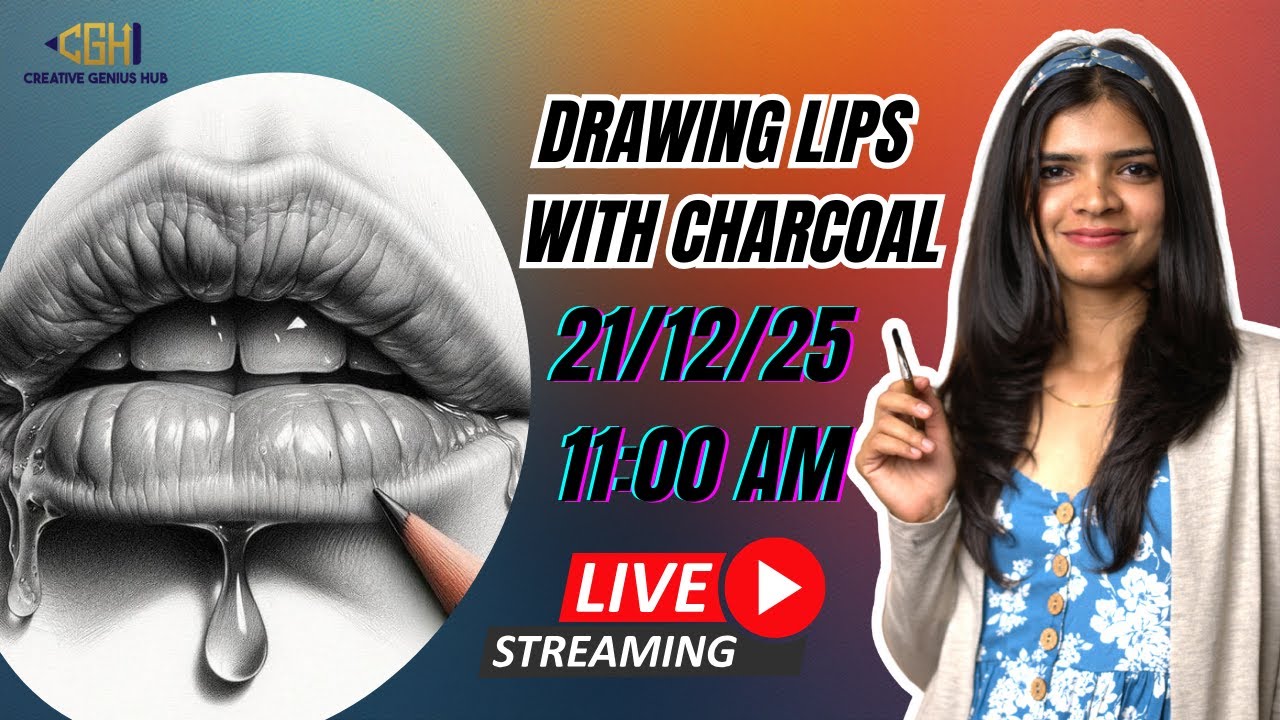 Realistic Lip Shading with Charcoal | Live Step-by-Step Tutorial 🔥