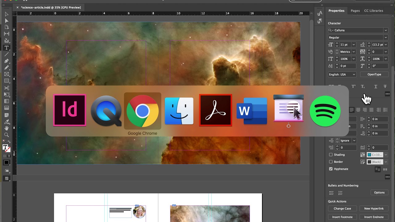 Course Research Journal in InDesign - Step 8 Design Title Spread